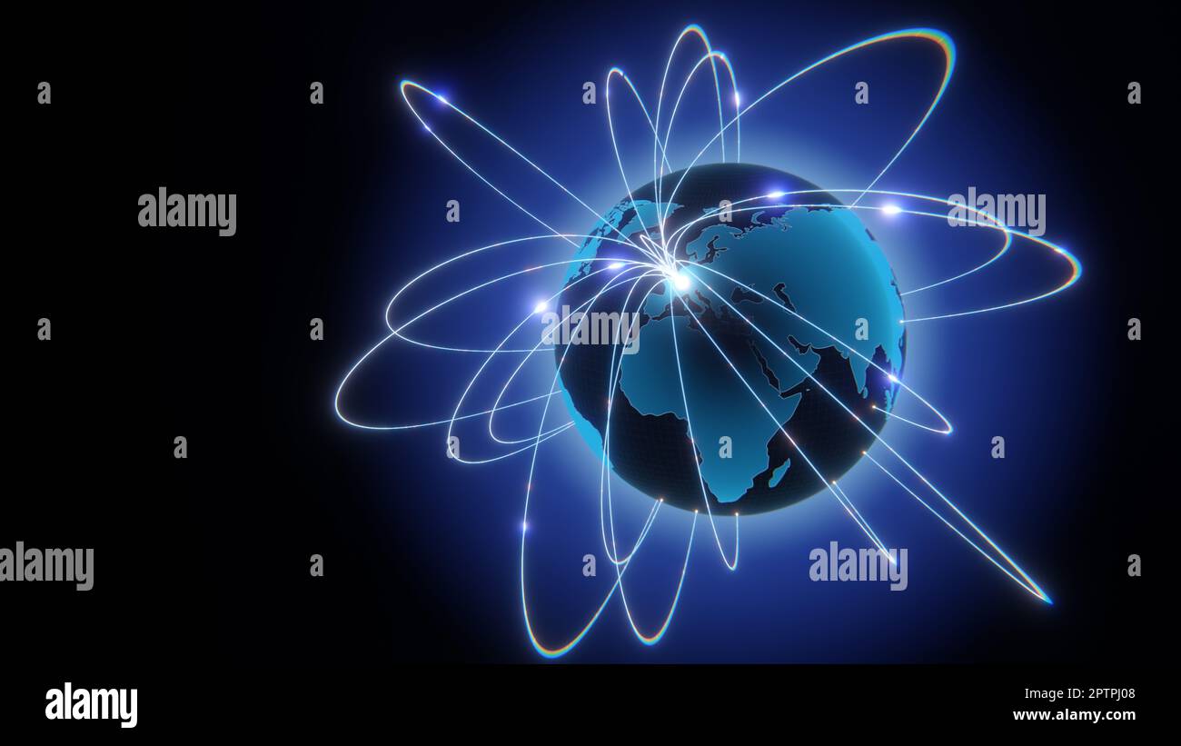 Global connection concept. Planet earth network sphere. 3d rendering ...