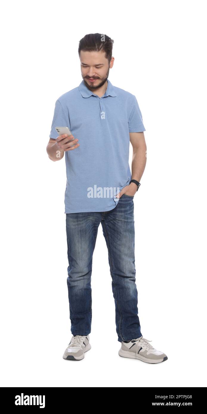 Handsome man smartphone Cut Out Stock Images & Pictures - Alamy