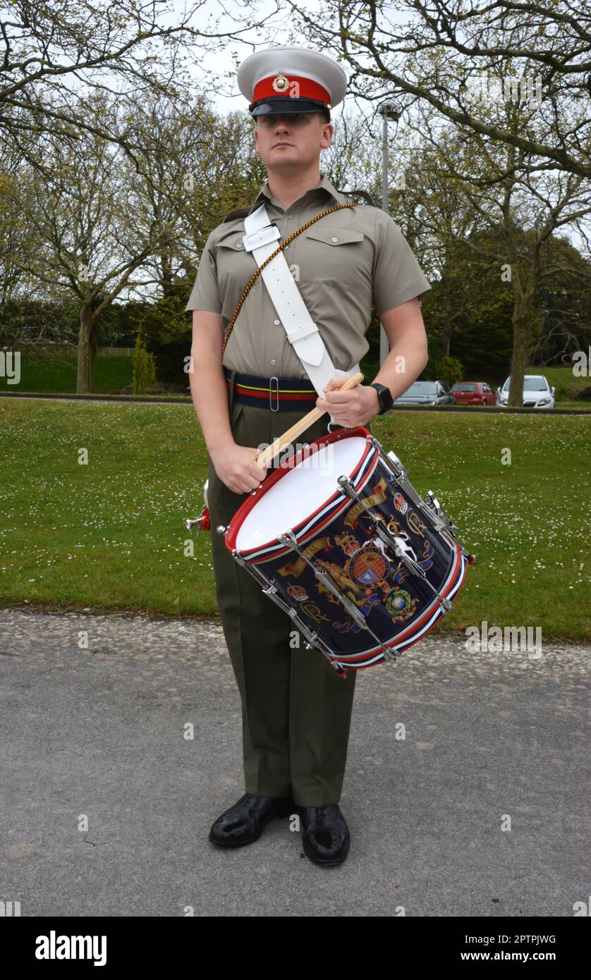 Bugler James Barnes of the Royal Marines Band Plymouth, with the newly ...