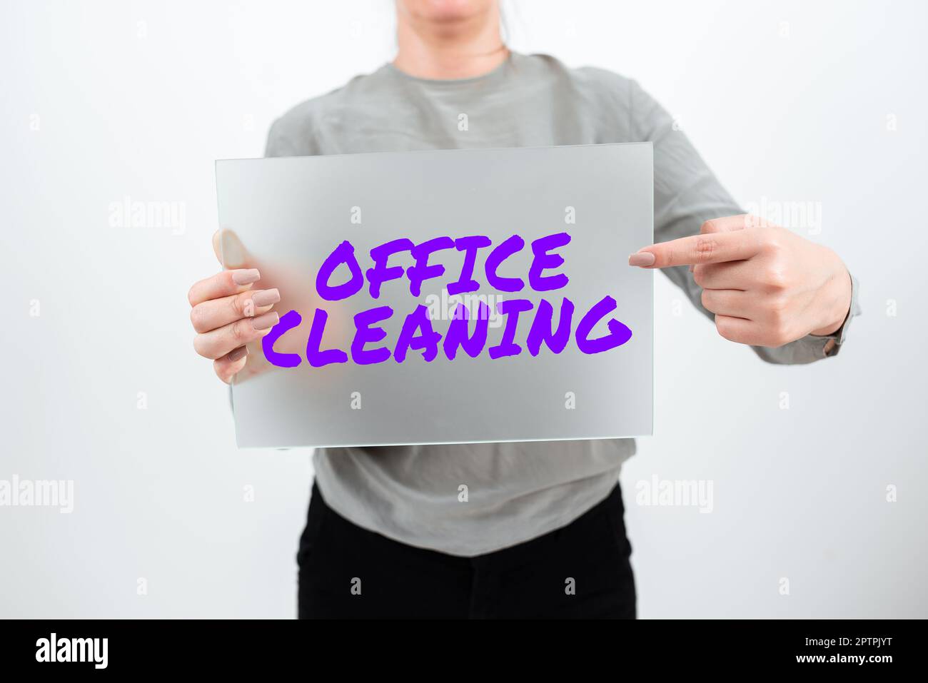 Hand writing sign Office Cleaning, Business showcase the action or ...