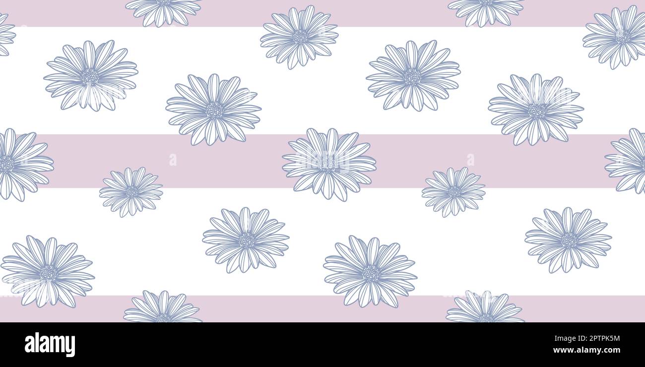 Daisy flower vector pattern background. Stripe pattern Stock Vector ...
