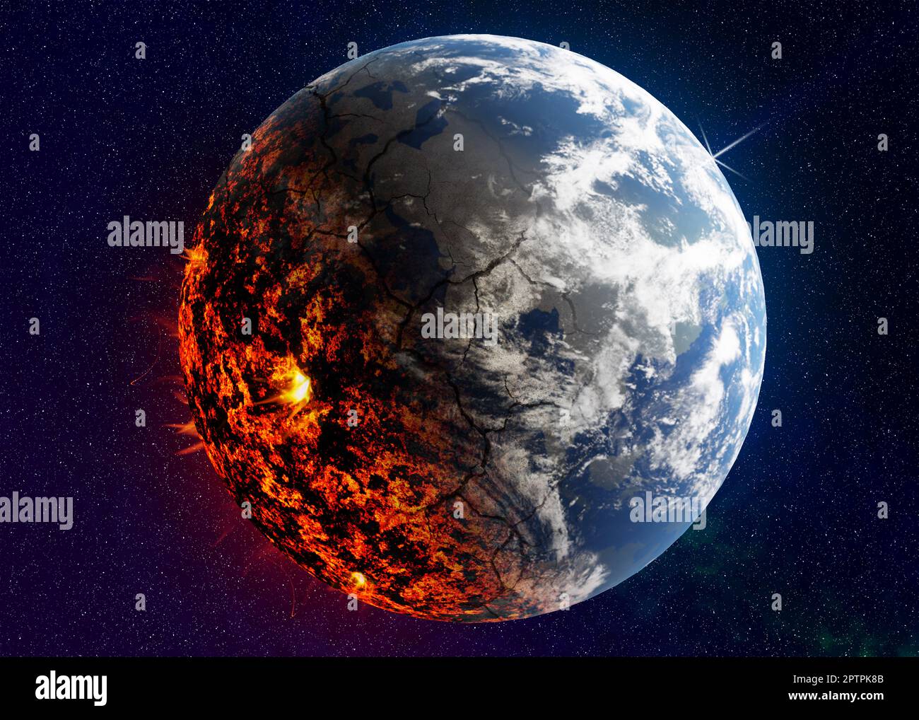 Conceptual photo depicting Earth destroyed by global warming Stock ...