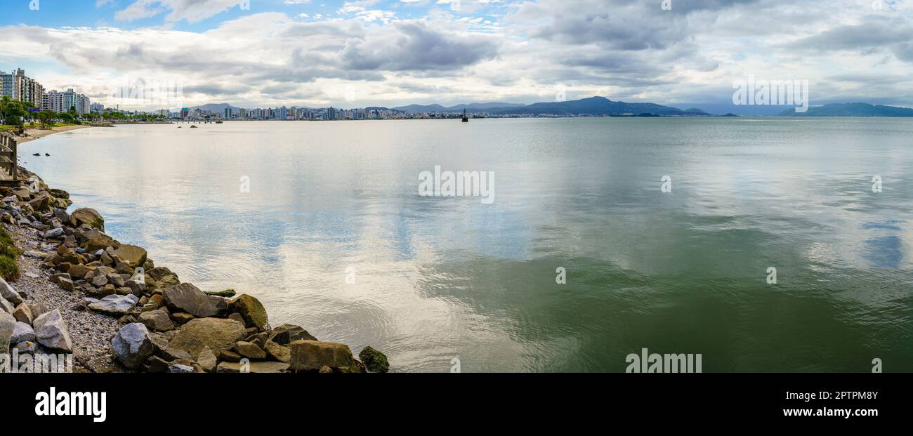 Scenic view of the coastline in the city of Florianopolis, Brazil Stock ...