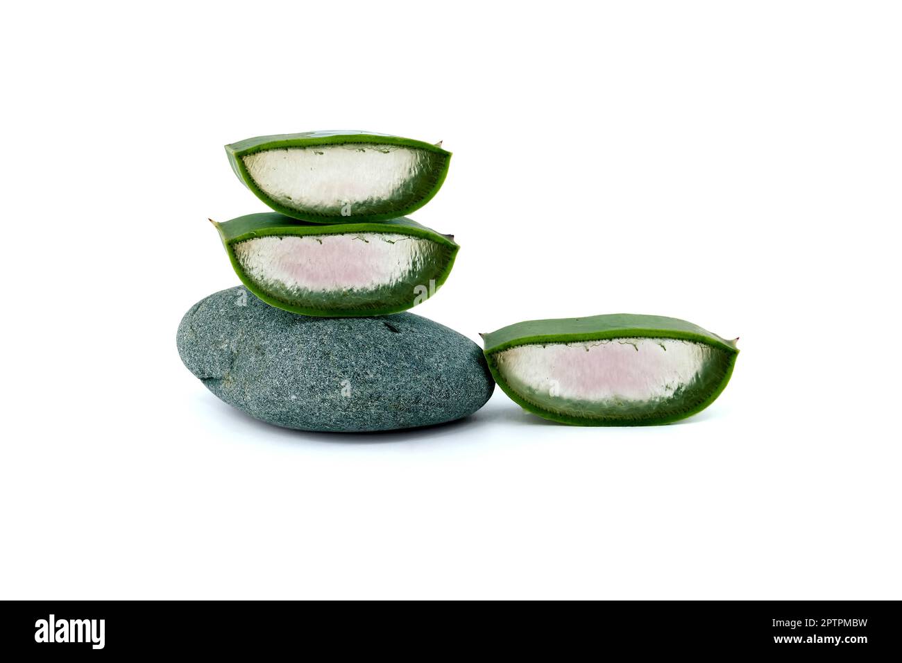 Aloe vera leaf slices isolated on white background, natural organic ...