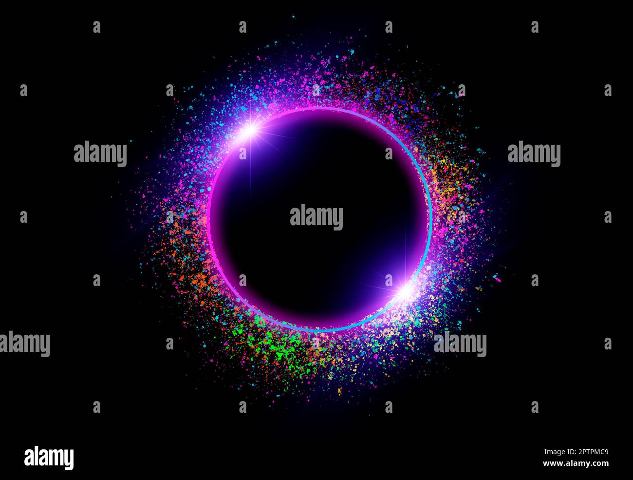 colorful circle frame circle light frame on black background Stock ...