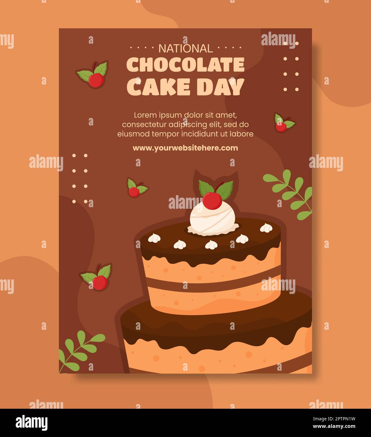 National Chocolate Cake Day Poster Flat Cartoon Hand Drawn Templates ...
