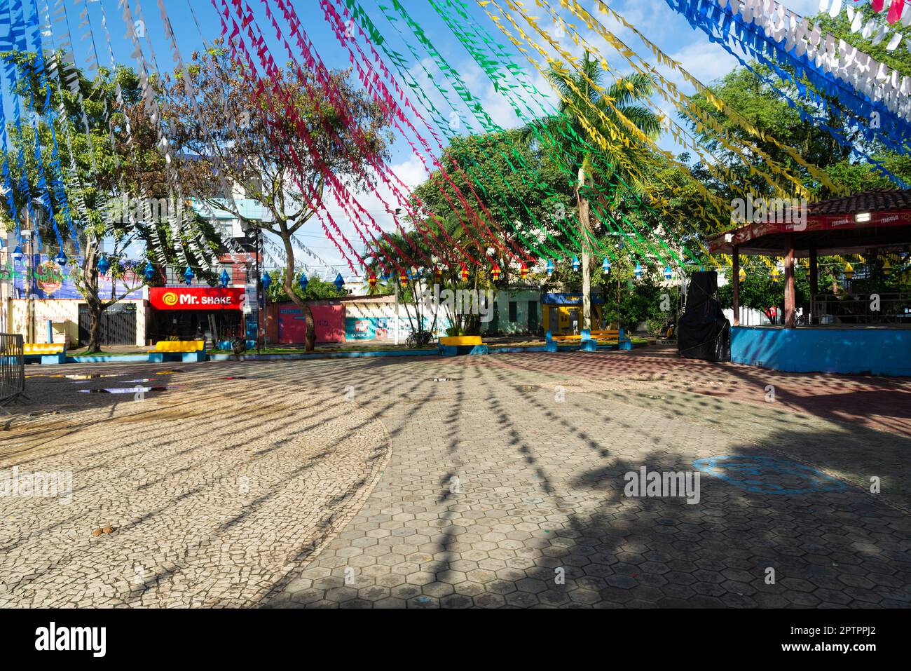 Valenca, Bahia, Brazil - June 24, 2022: Square decorated with balloons ...