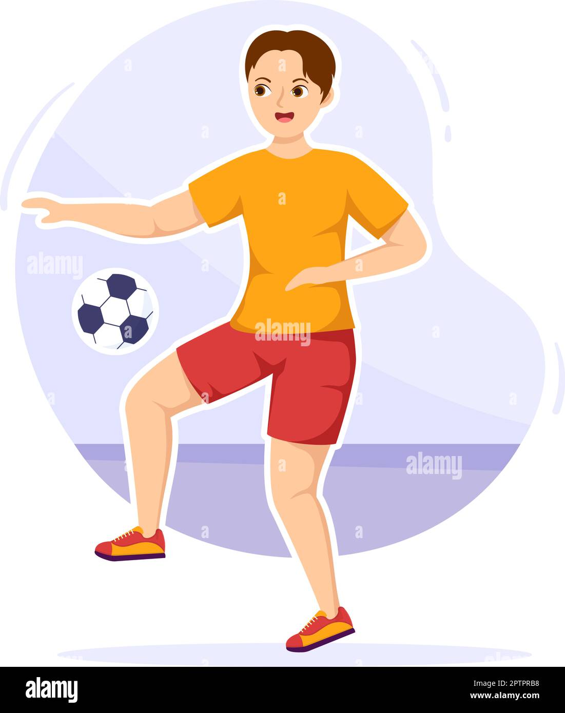Futsal, Soccer or Football Sport Illustration with Players Shooting a ...
