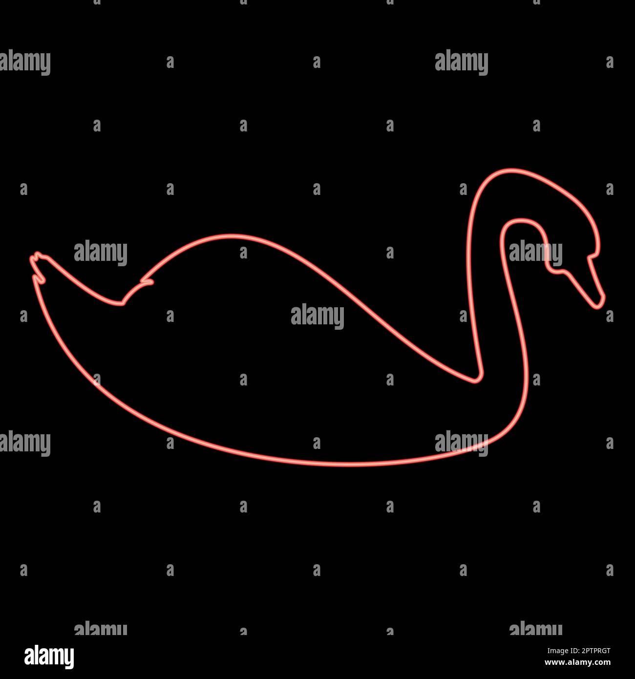 Neon swan bird Waterbird red color vector illustration image flat style ...