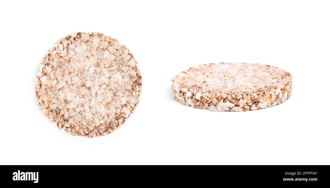 Tasty crunchy puffed cakes on white background Stock Photo - Alamy