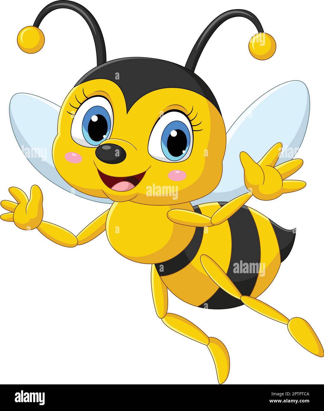 Cartoon happy bee on white background Stock Vector Image & Art - Alamy