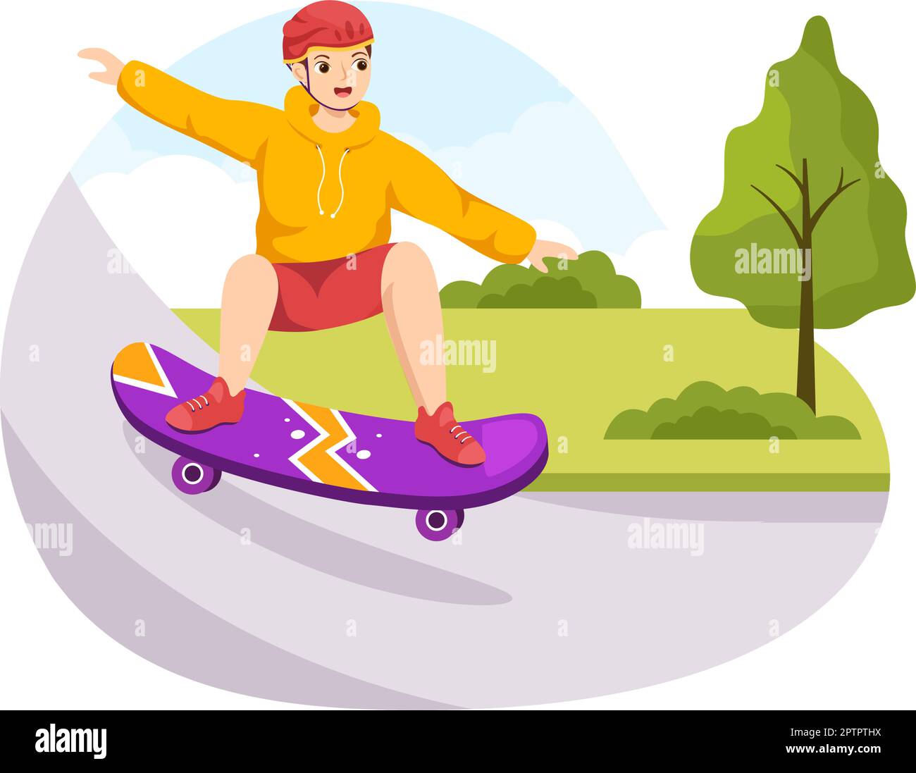 Skateboard Illustration with Skateboarders Jump using Board on ...