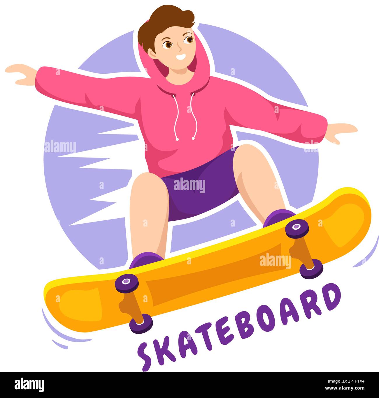 Skateboard Illustration with Skateboarders Jump using Board on ...