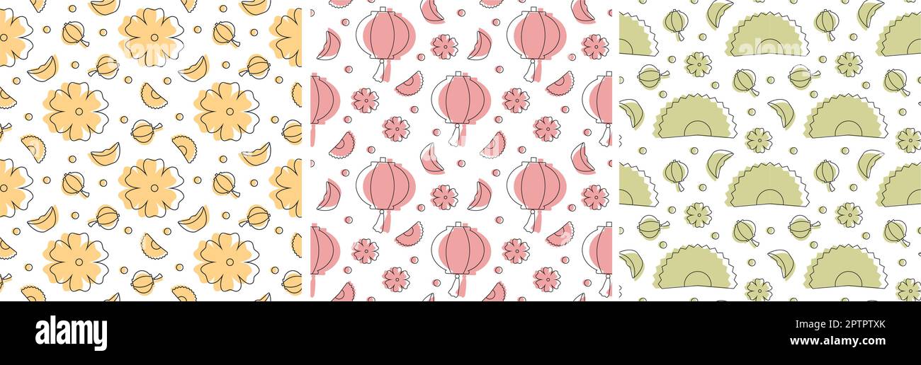 Set of Chinese Lunar New Year 2023 Days Seamless Pattern Decoration ...