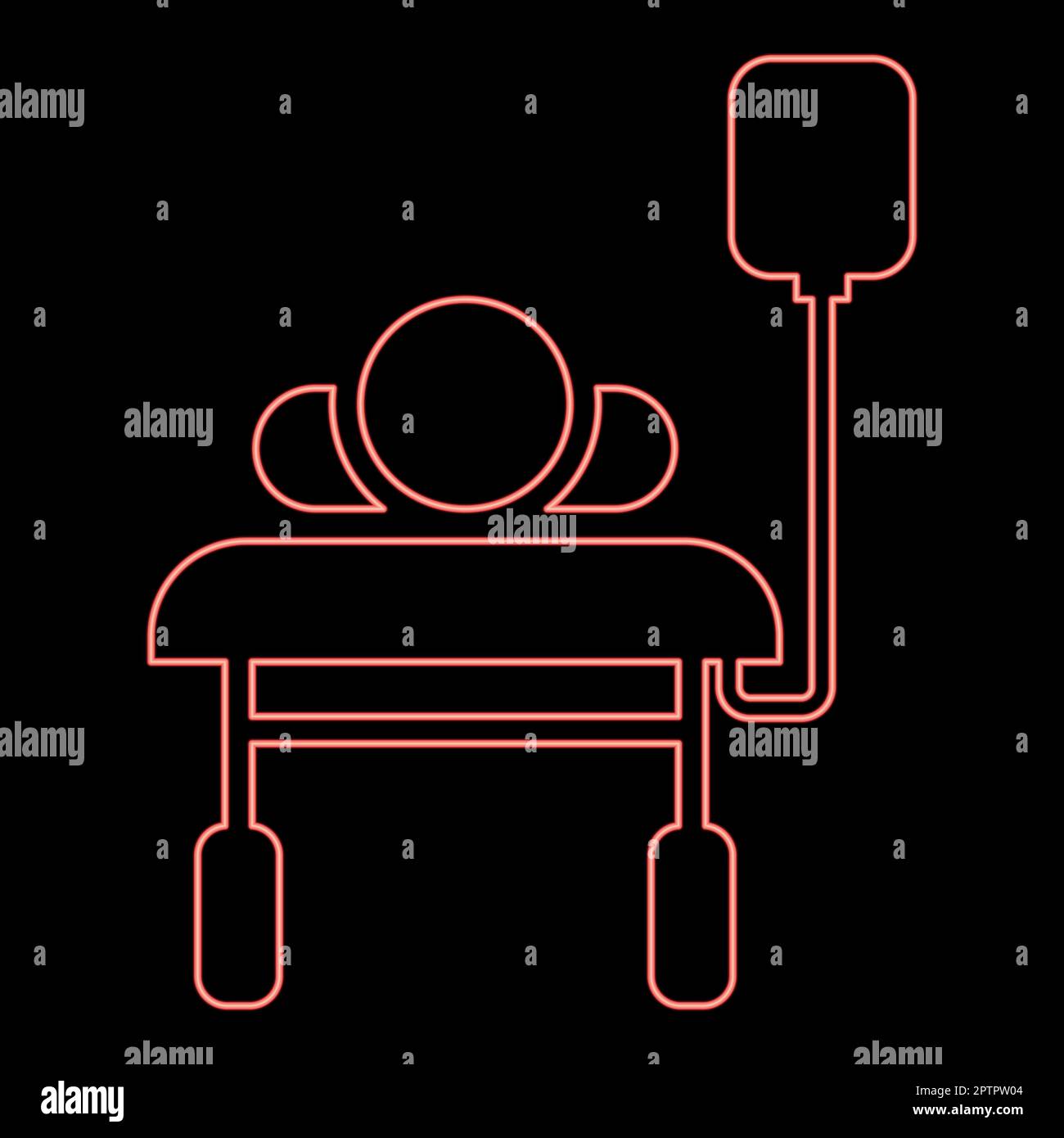 Neon patient lying on medical bed couch with dropper Man with dropping ...