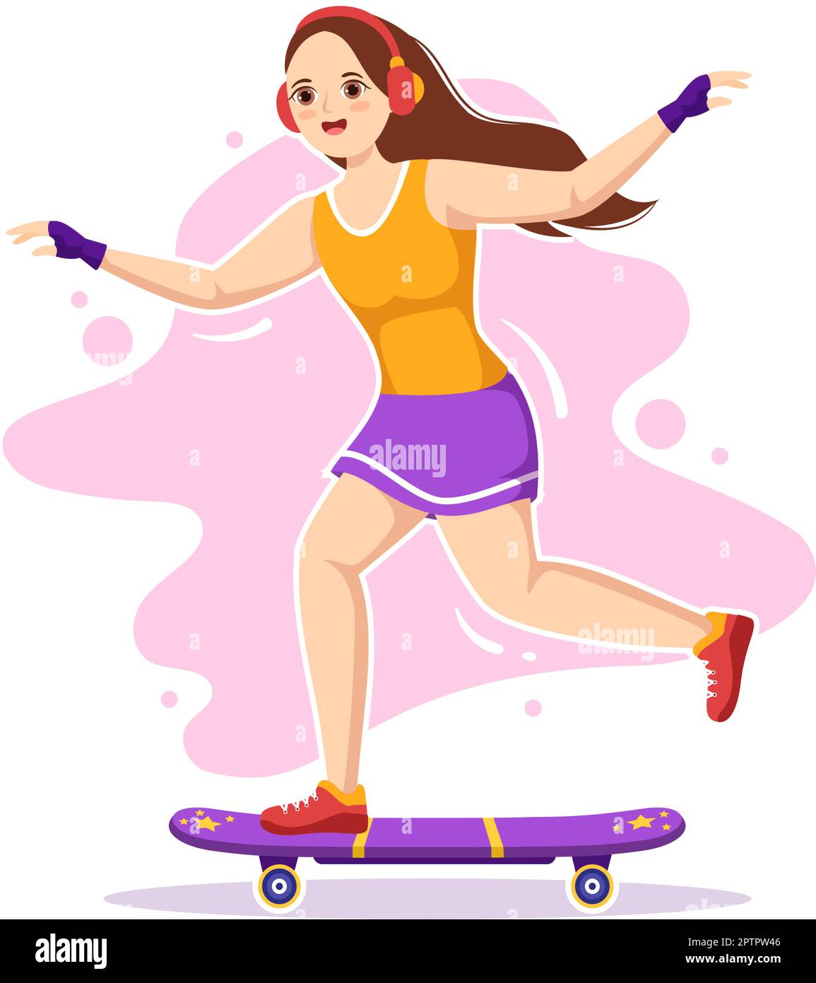 Skateboard Illustration with Skateboarders Jump using Board on ...