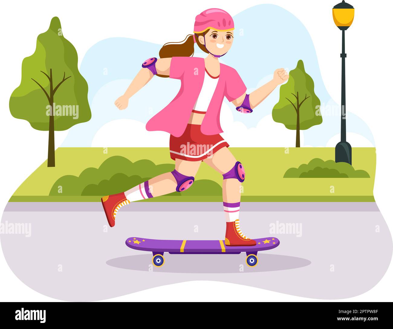 Skateboard Illustration with Skateboarders Jump using Board on ...
