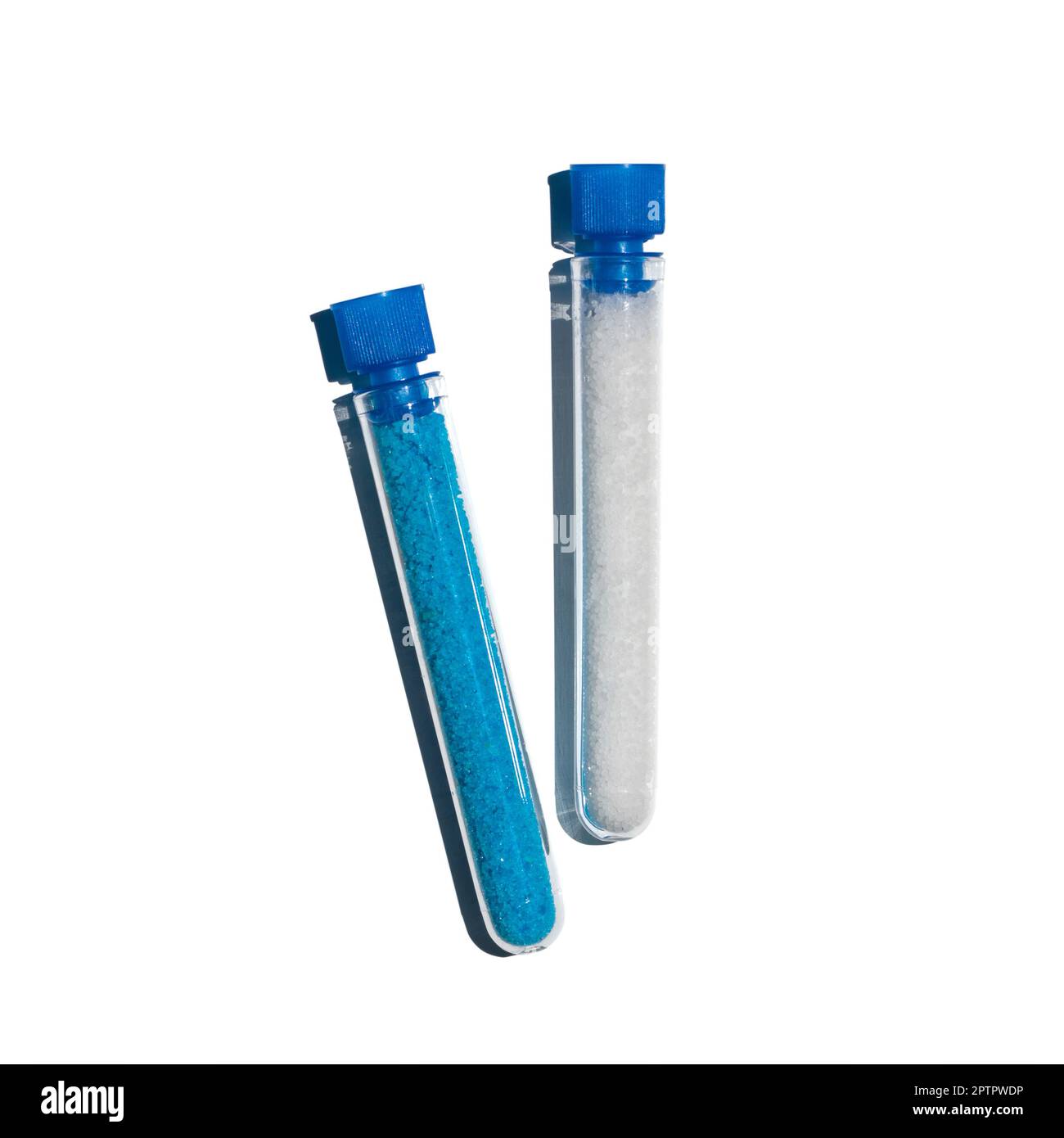 Copper(II) sulfate and Sodium Hydroxide Pellets in test tube with plug ...