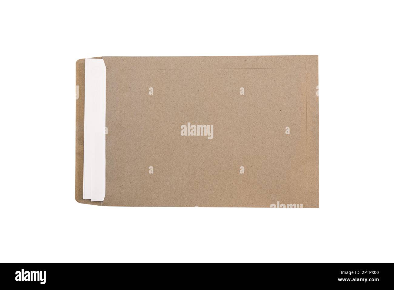 Empty white paper in brown envelope mockup Isolated on white background. Object with clipping ...