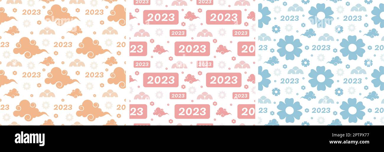 Set of Chinese Lunar New Year 2023 Days Seamless Pattern Decoration ...