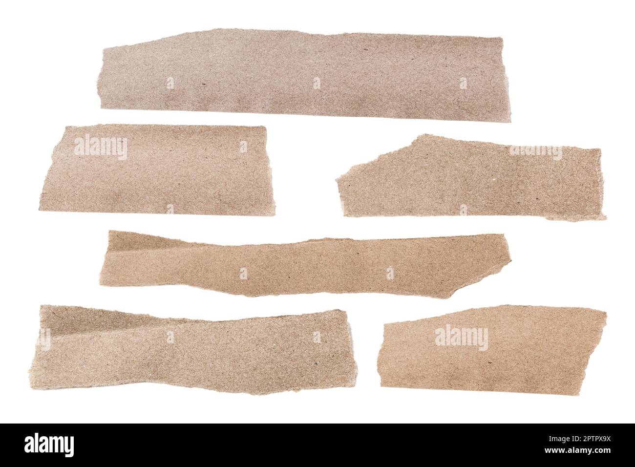 Set of Brown ripped piece of paper isolated on white background with ...