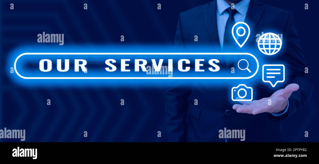 Text showing inspiration Our Services, Business showcase The occupation ...
