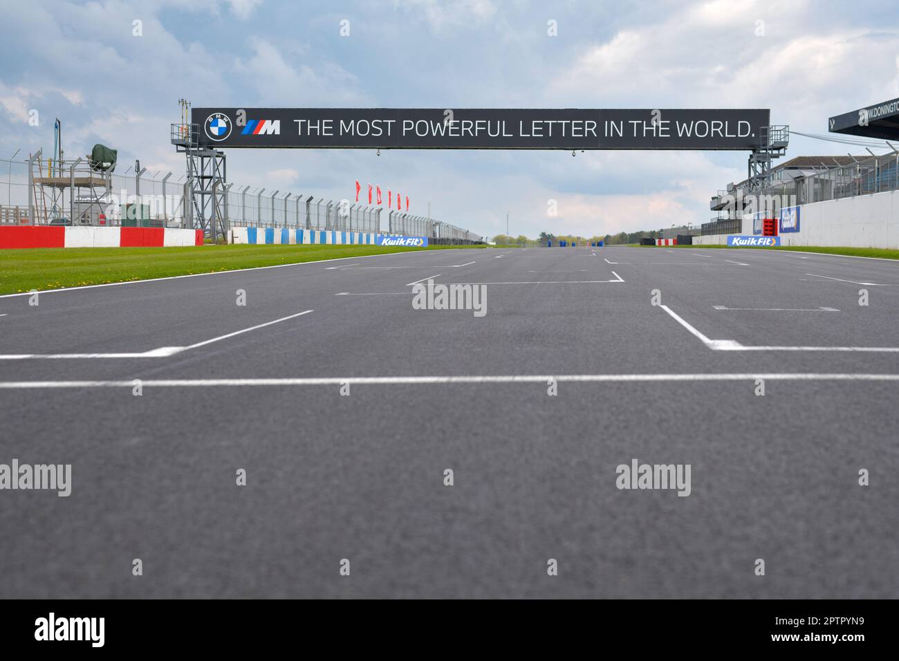 The empty start finish line at Donington Park Circuit, an empty race ...