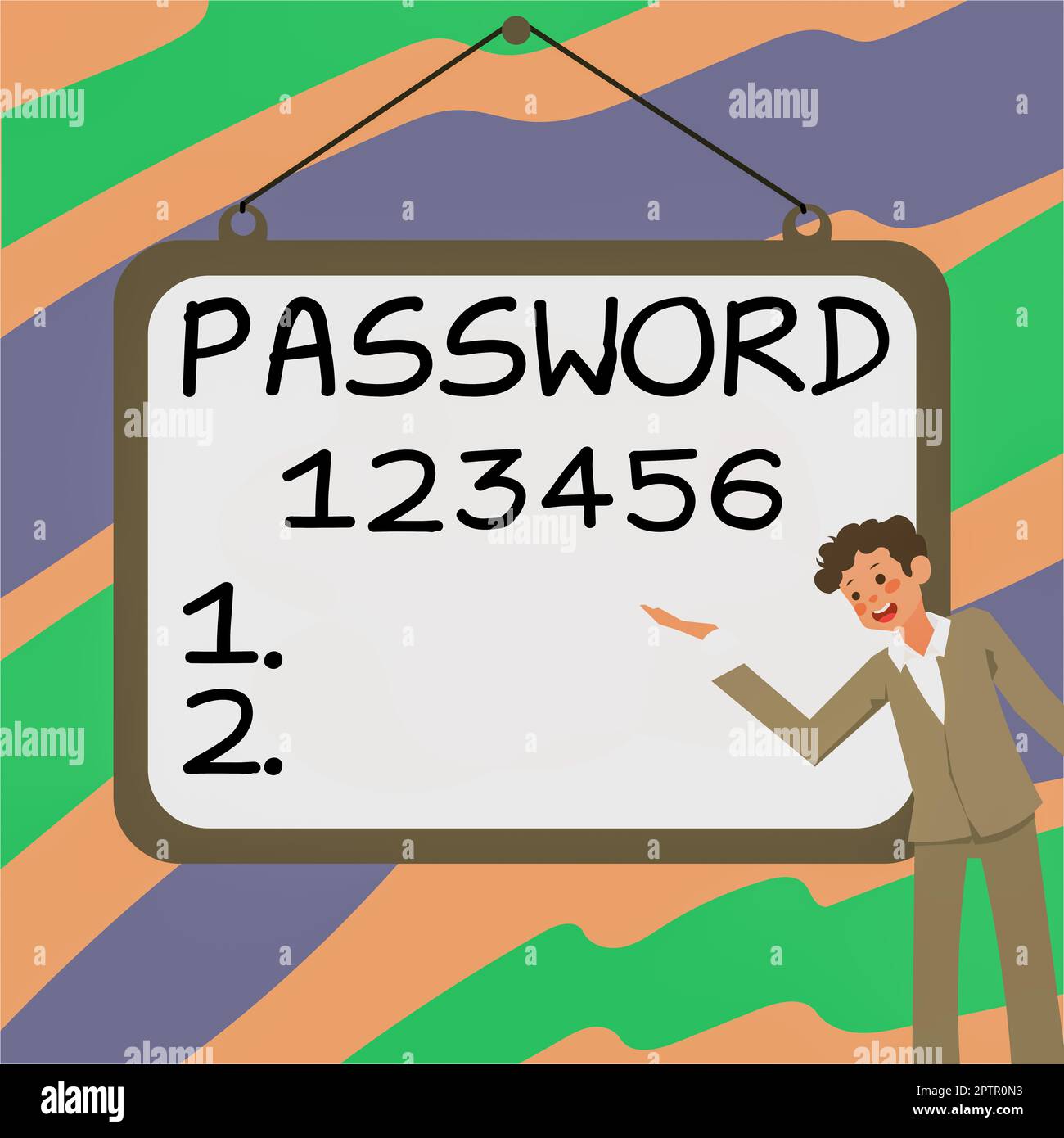 Text sign showing Password 123456, Word Written on the hidden word or expression to be used to ...