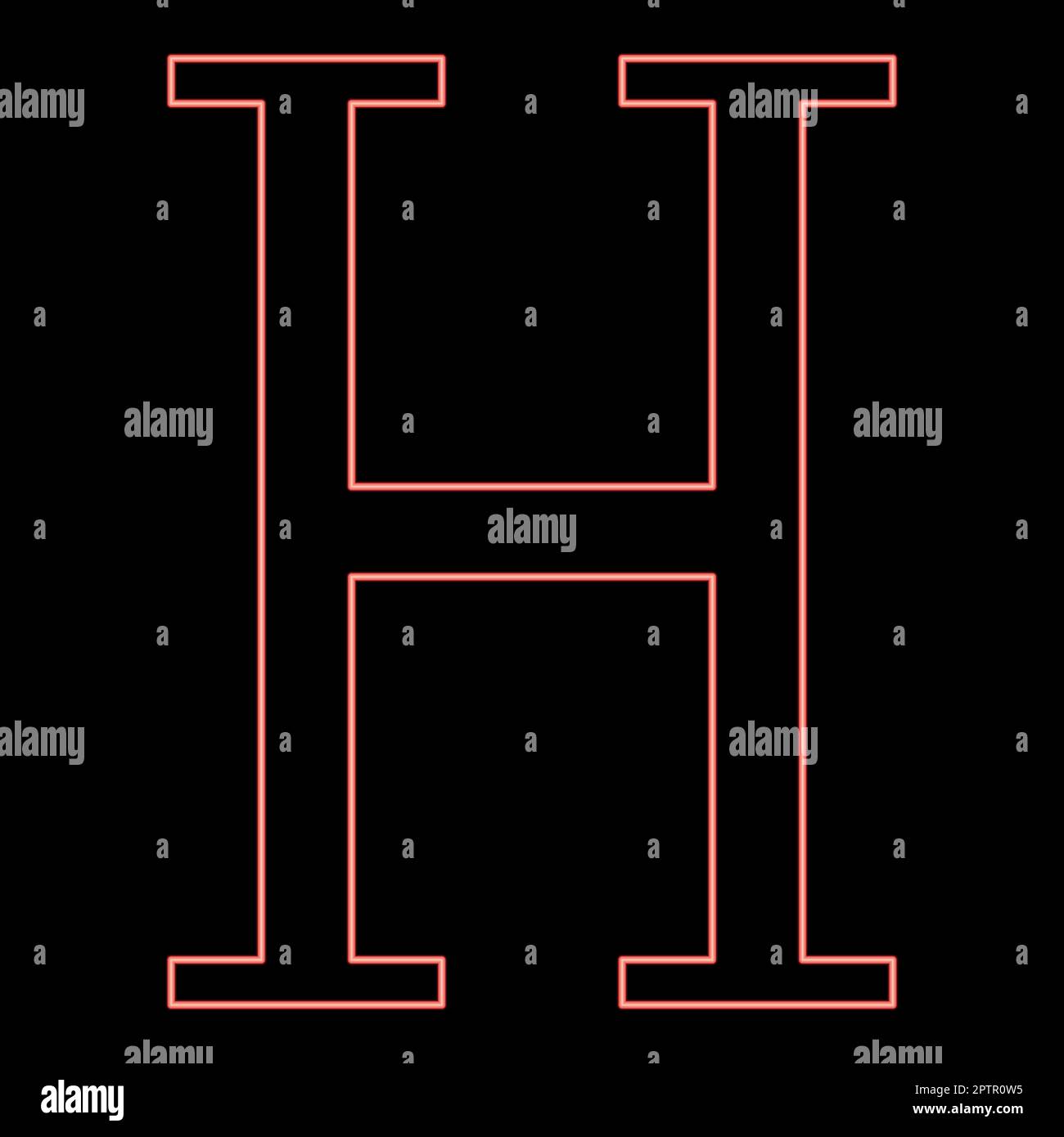 Neon eta greek symbol capital letter uppercase font red color vector ...