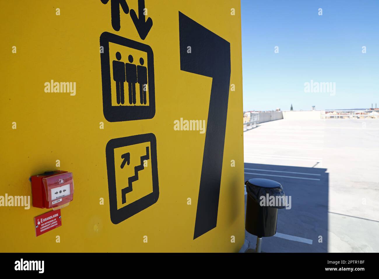 Signs and symbols, no. 7 written on a parking garage Stock Photo - Alamy