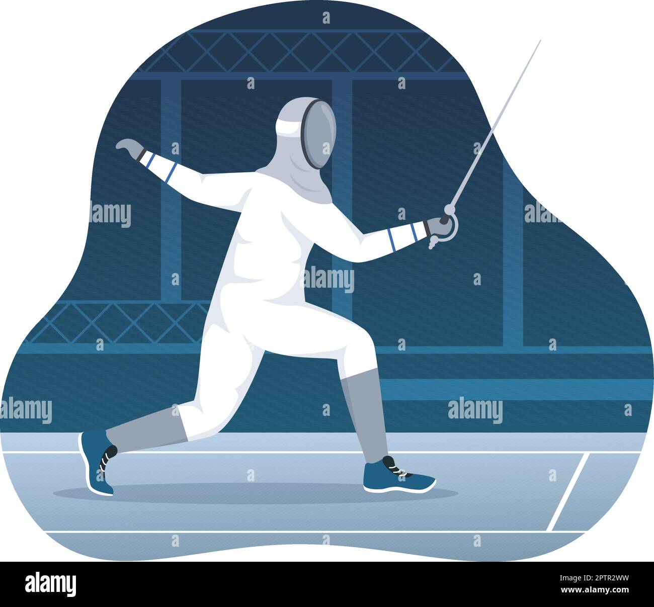 Fencing Player Sport Illustration with Fencer Fighting on Piste and ...