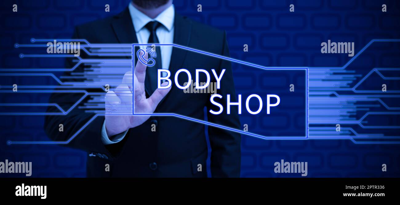 Conceptual display Body Shop, Business showcase a shop where automotive ...