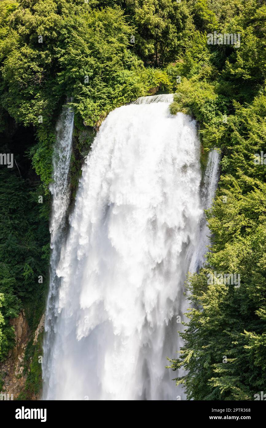 Marmore waterfall in Umbria region, Italy. Amazing cascade splashing ...