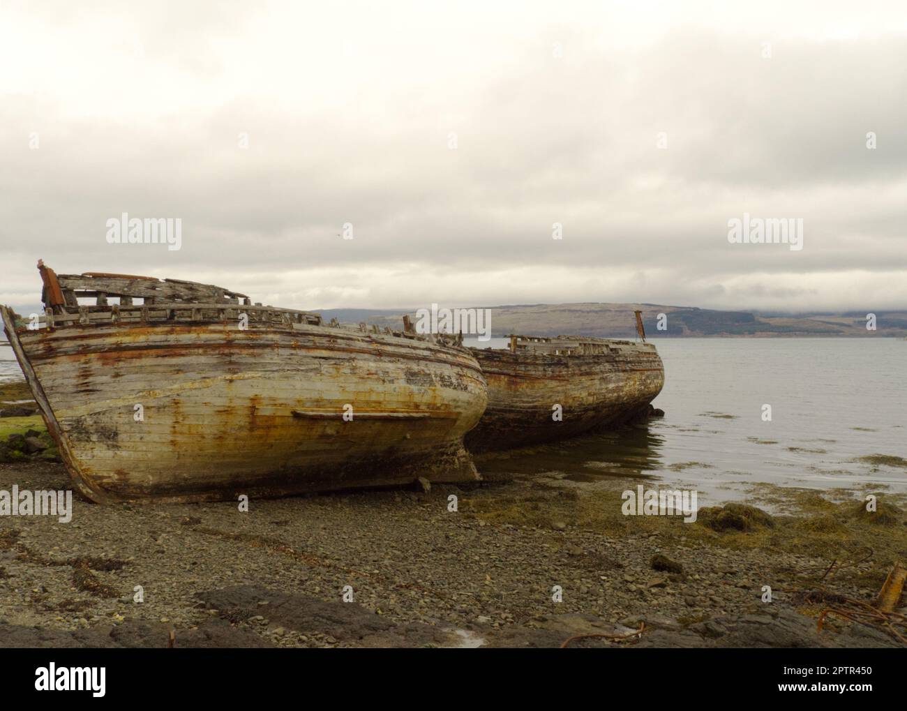 Old boat hulls at Salen, Isle of Mull Stock Photo - Alamy
