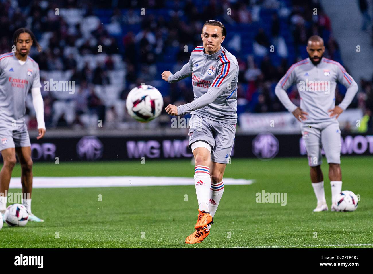 Lyon, France. 23rd Apr, 2023. Lyon, France - April 23: Maxence Caqueret ...