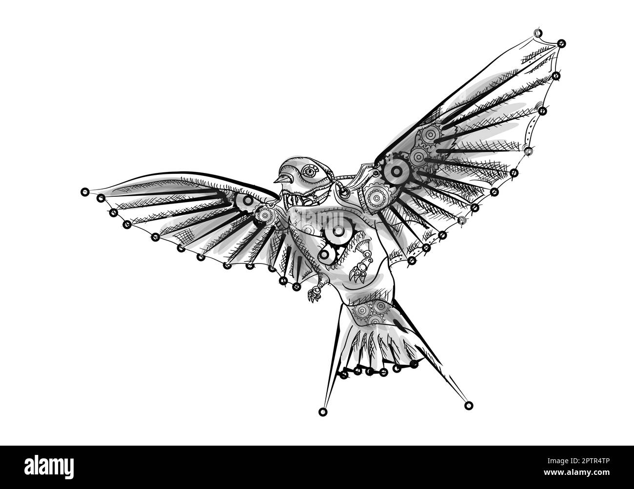 Mechanical bird drawing hi-res stock photography and images - Alamy