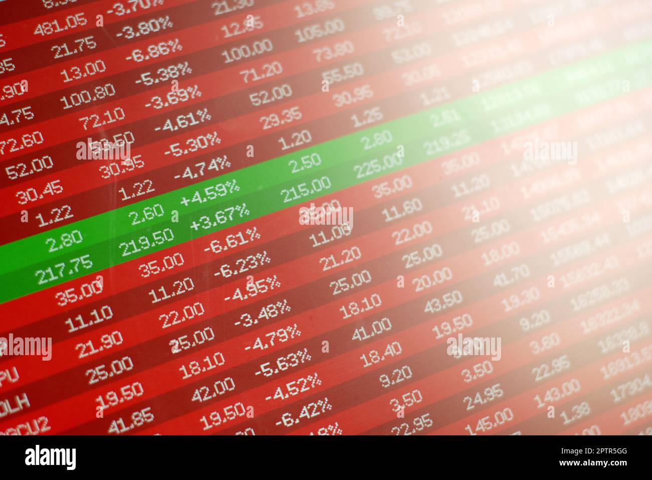 Safe investment in stock market crash, concept. Red negative prices and ...