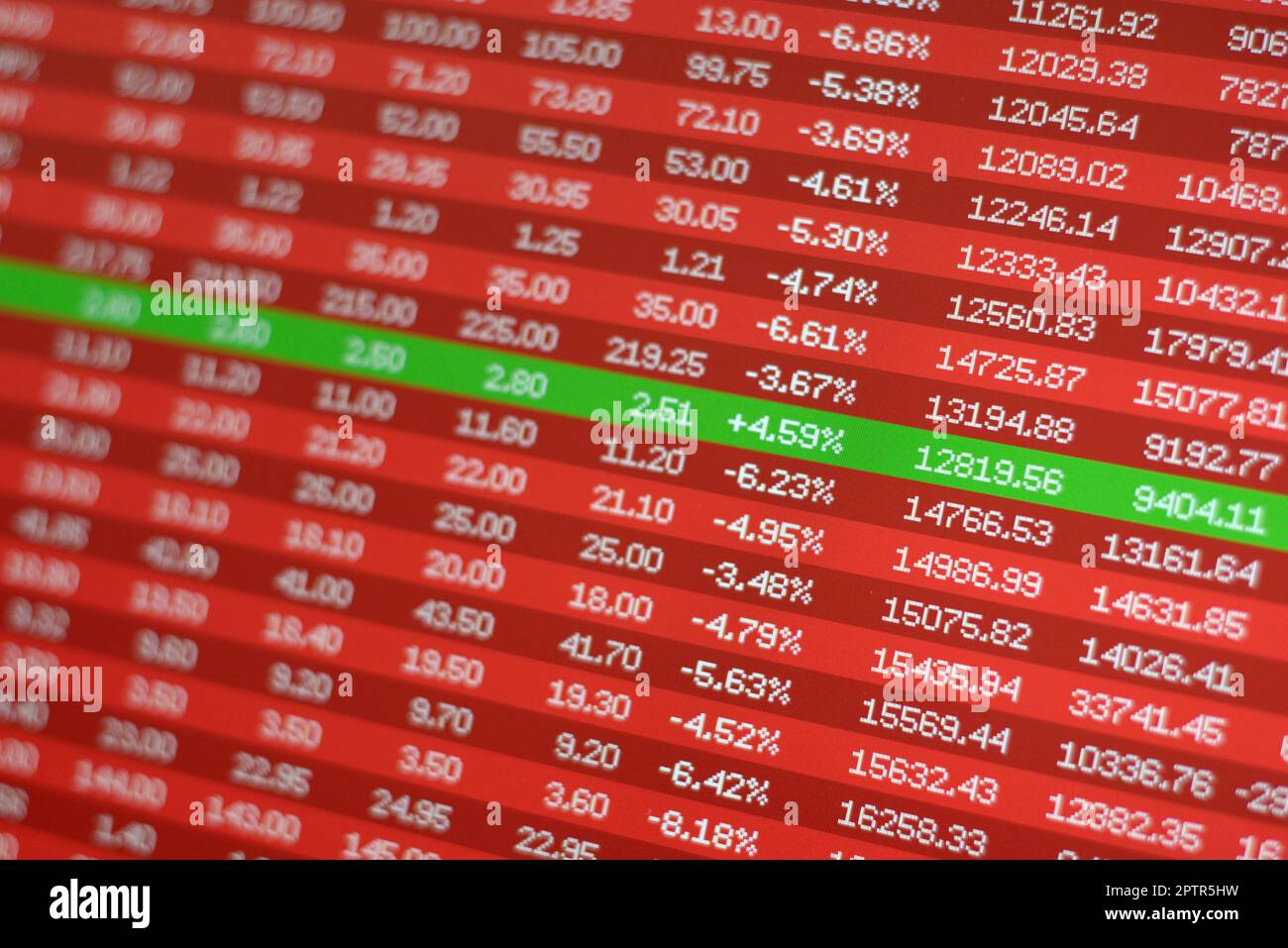 Safe investment in stock market crash, concept. Red negative prices and ...