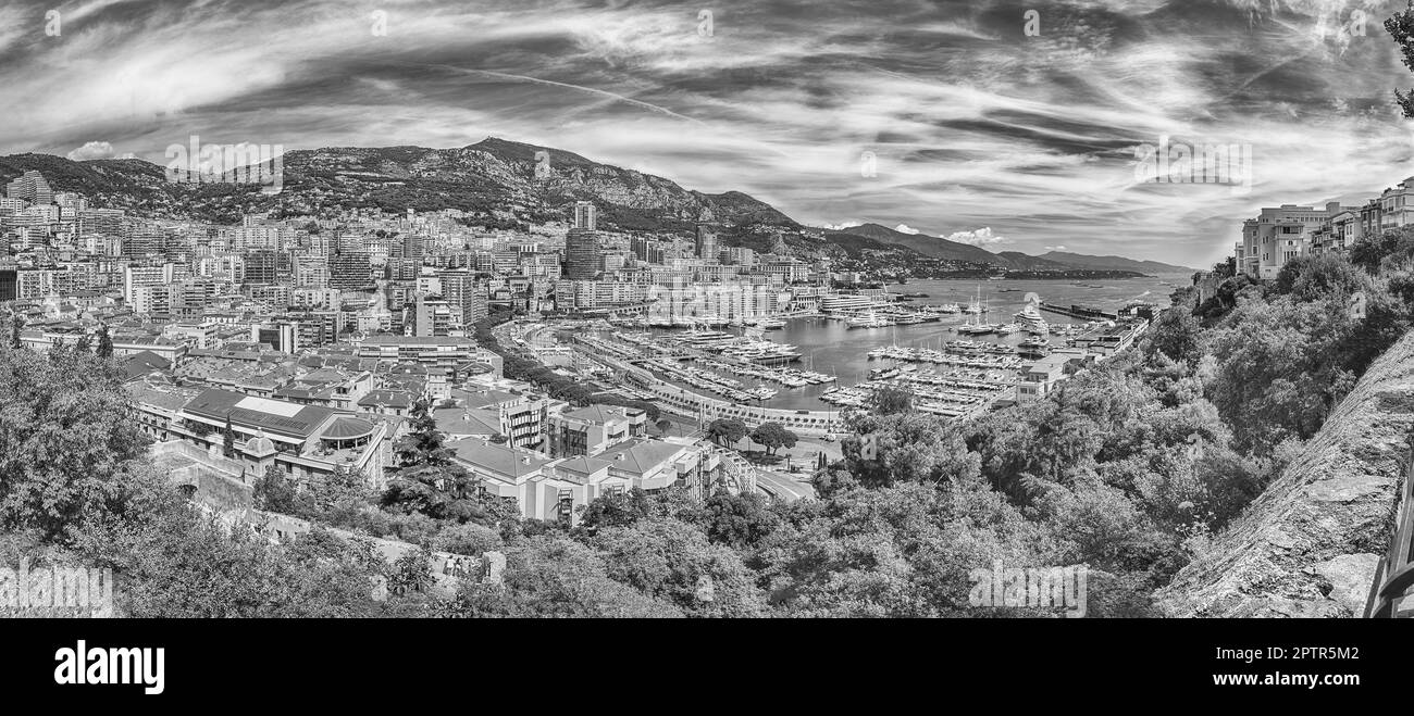 Panoramic view over luxury yachts and apartments of Port Hercules in La ...