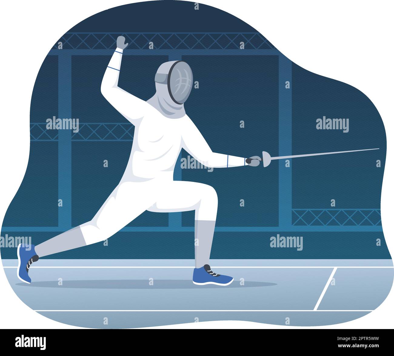 Fencing Player Sport Illustration with Fencer Fighting on Piste and ...