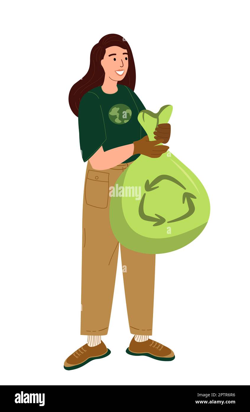 Recycling environment woman bag Cut Out Stock Images & Pictures - Alamy