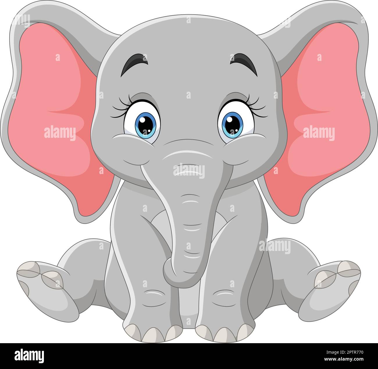 Cartoon happy baby elephant sitting Stock Vector Image & Art - Alamy