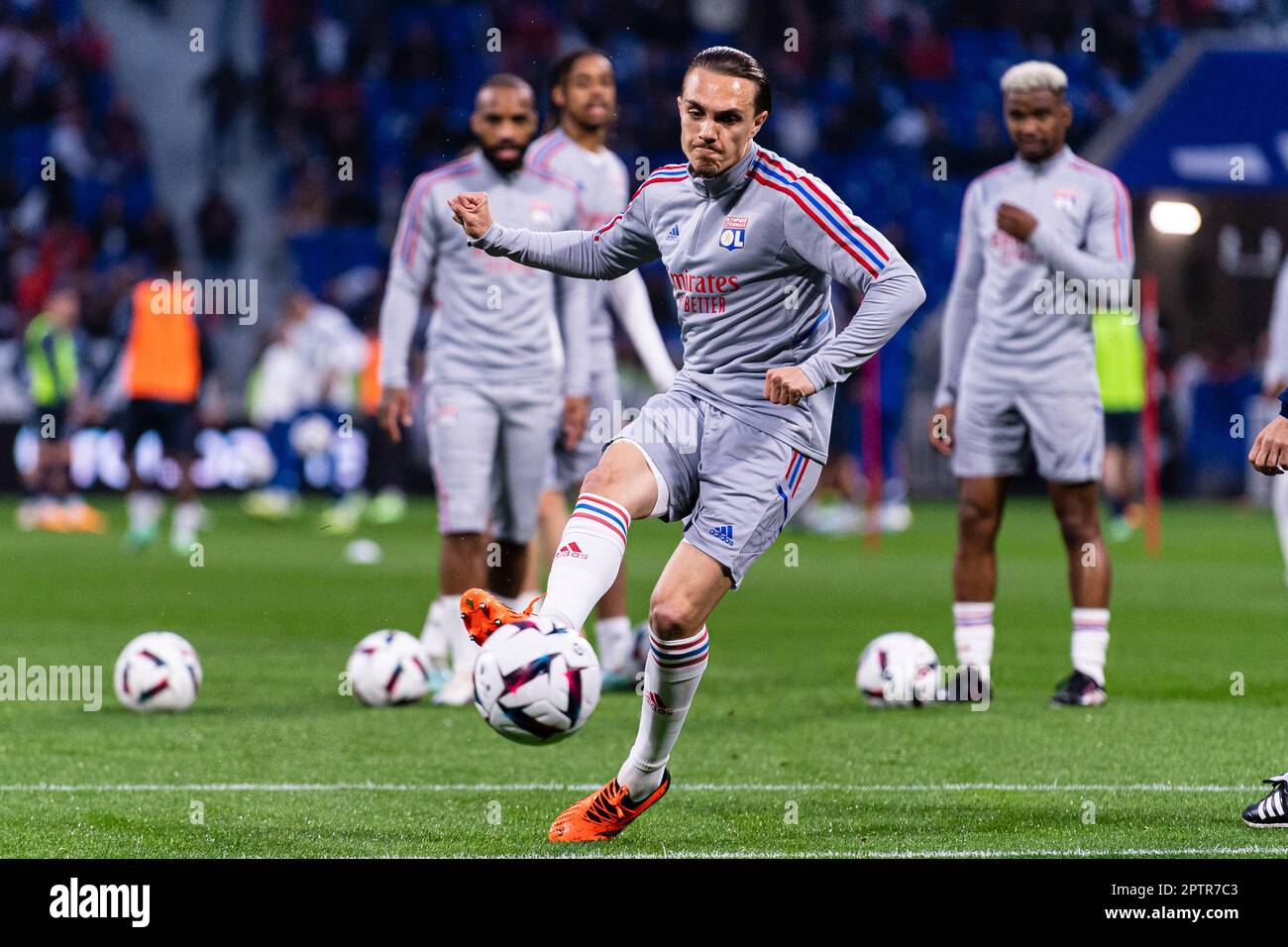 Lyon, France. 23rd Apr, 2023. Lyon, France - April 23: Maxence Caqueret ...