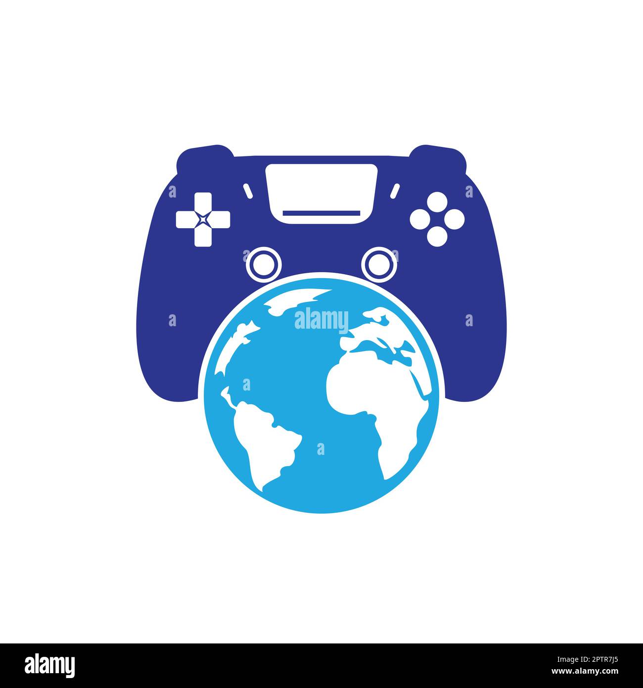 Game world vector logo design. Globe and game console vector icon logo ...