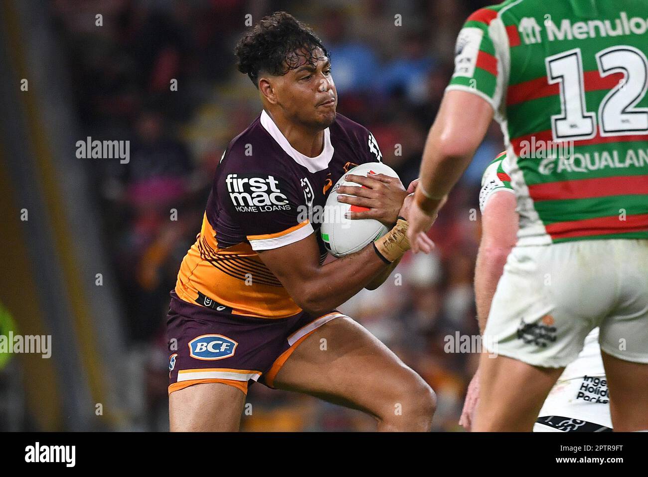 Selwyn Cobbo of the Broncos makes a run during the NRL Round 9 match ...