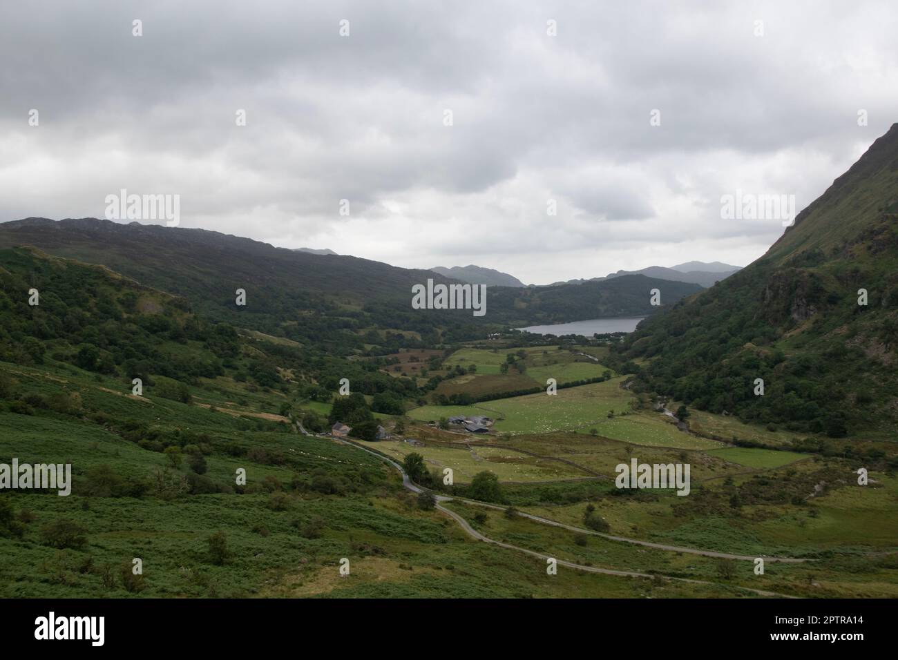 View into valley, Snowdonia, Wales Stock Photo - Alamy