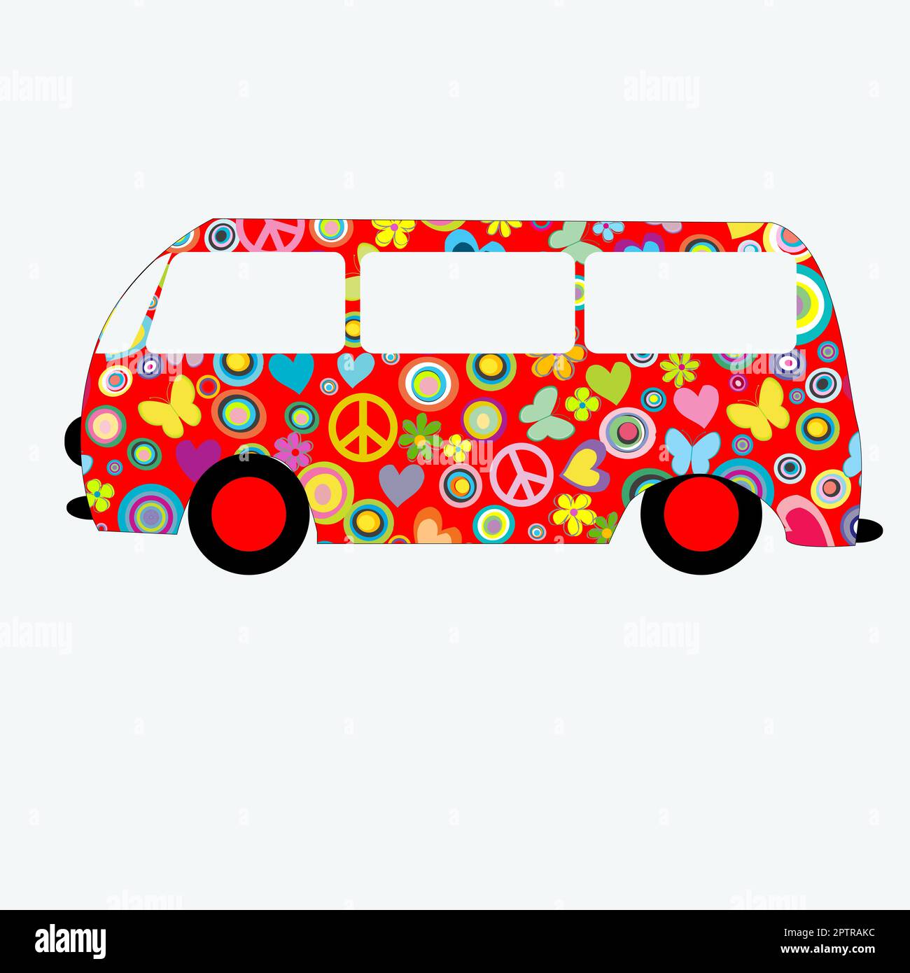Flower power van isolated on white background Stock Photo - Alamy