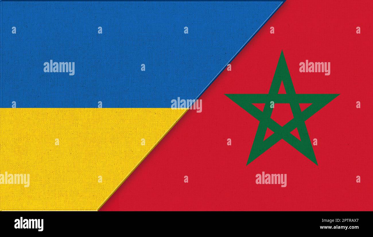Flag of Ukraine and Morocco - 3D illustration. Two Flags Together ...