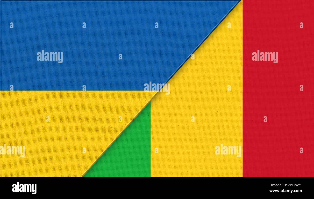 Flag of Ukraine and Mali - 3D illustration. Two Flag Together. National ...