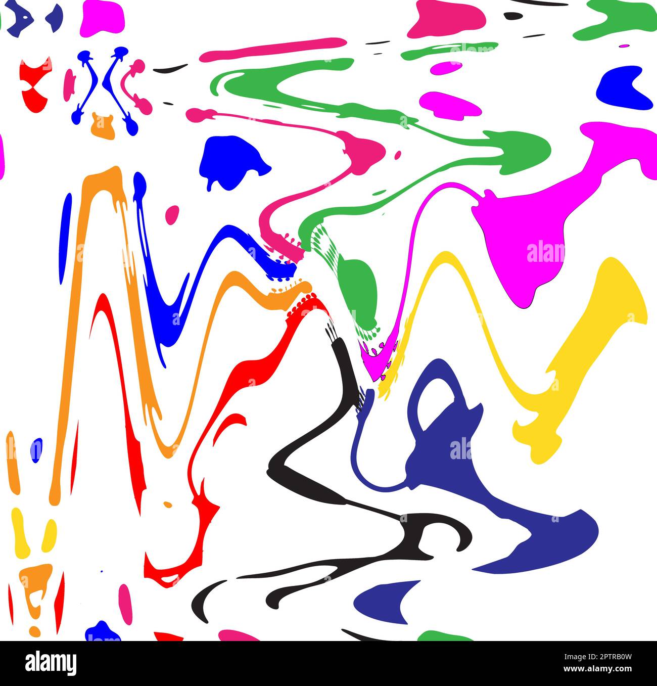 A collection of brightly colored blotches and splats isolated on a ...